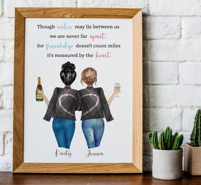 Personalised Print, Friend Gift, Long Distance Friend, Thank You Miss ...