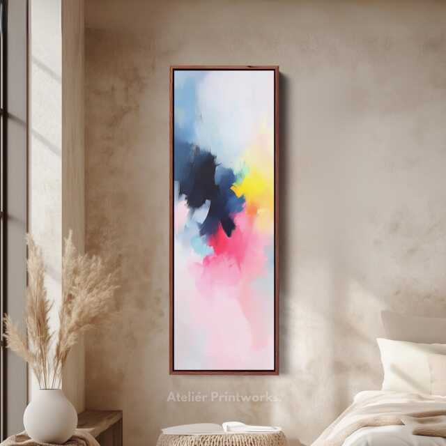 Abstract Colourful Canvas Artwork Long Narrow Wall Art, Vertical ...