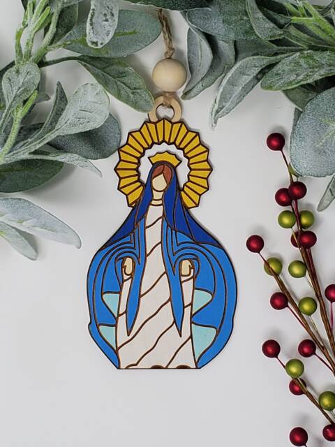 Hand-Painted Virgin Mary Christmas Ornament Plywood Tree Decor by Etsy ...