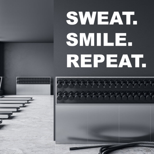 Sweat Smile Repeat Gym Wall Decal, Motivational Sticker by Etsy ...
