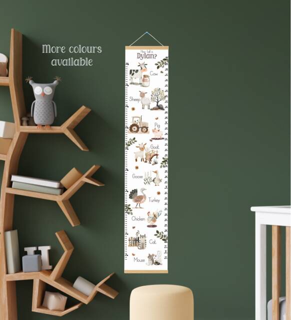Personalised On The Farm Height Chart, Animals Growth Chart Banner, Boy ...