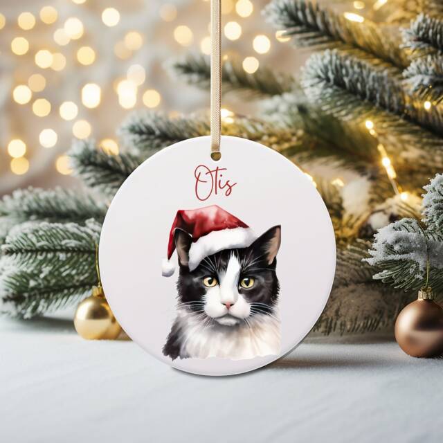Personalized Black & White Cat Christmas Bauble Mdf Lover Gift by Etsy ...
