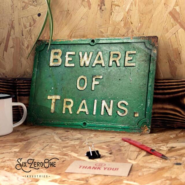 Beware Of Trains Metal Sign Landscape - 3 Colours Train Station Vintage ...