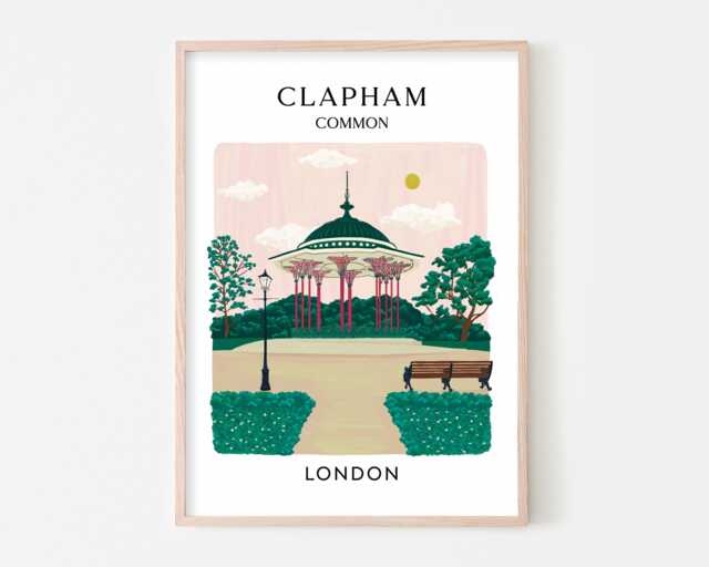 Clapham Common South London Art Print Bandstand Illustration, Park ...