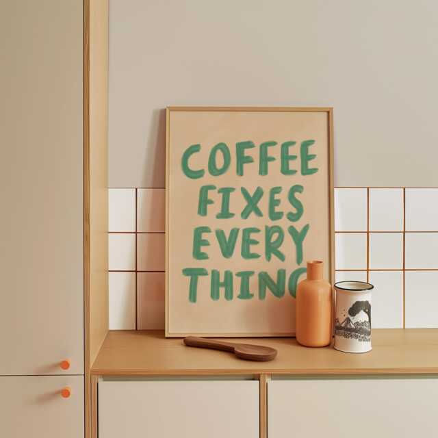 Coffee Fixes Everything Unframed Print - Kitchen Prints Wall Decor ...