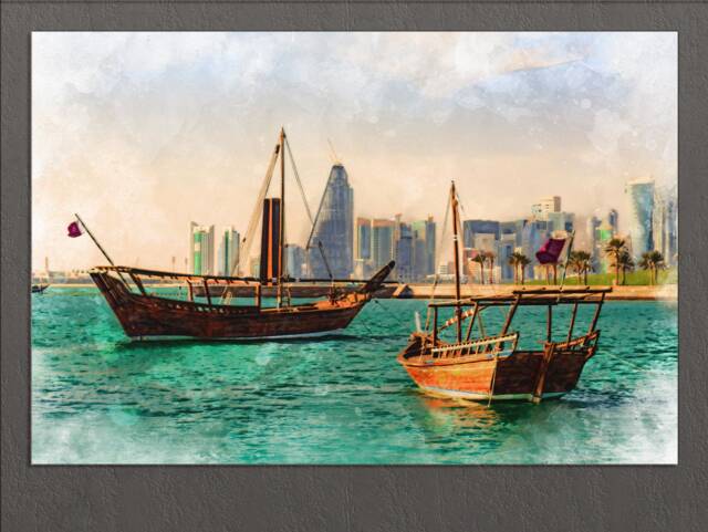 Doha Corniche Canvas Print, Qatar Wall Art, Painting by Etsy | uFurnish.com