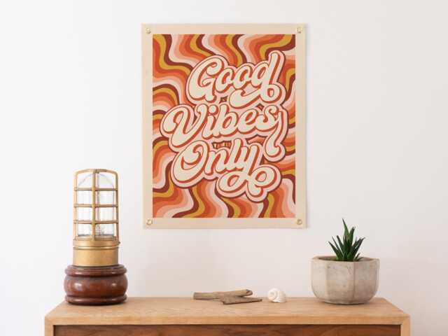 Good Vibes Only Felt Poster Banner - Inspirational Flag Wall Art Gift ...