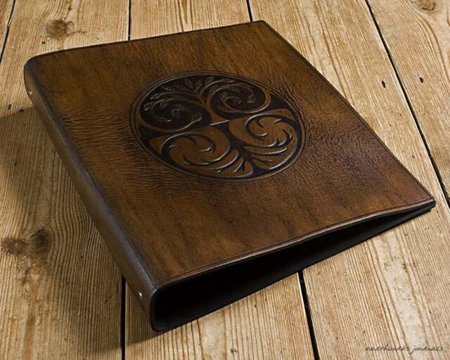 A4 Dark Brown Leather 4 Ring Binder, Tree Of Life, Family Organizer ...