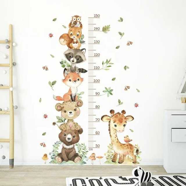 Baby Height Chart Stickers, Wall Chart, Child Animal Forest Measurement ...
