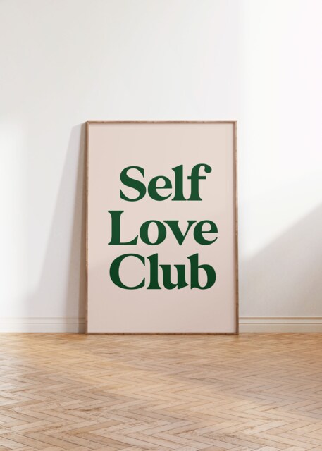 Self Love Club Print Poster - Wall Art Retro Typo Home Decor ...