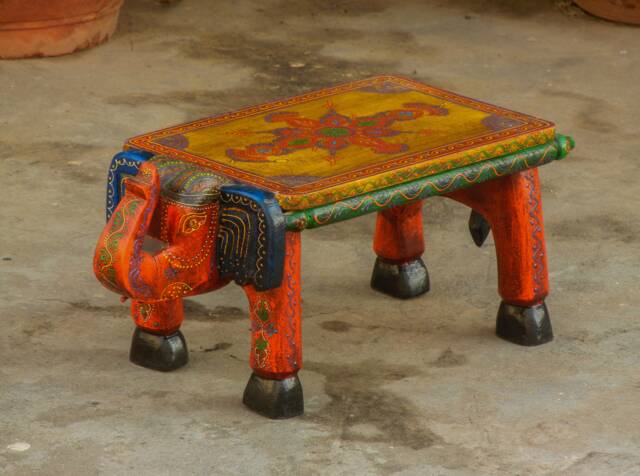 Wooden Elephant Stool, Footstool, Ottoman, Pouffe, Bench Chair ...