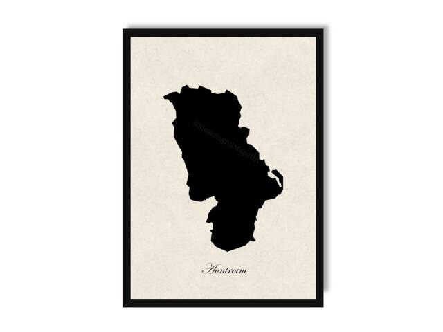 Map Of Co Antrim - Aontroim Print County Northern Ireland Minimalist ...