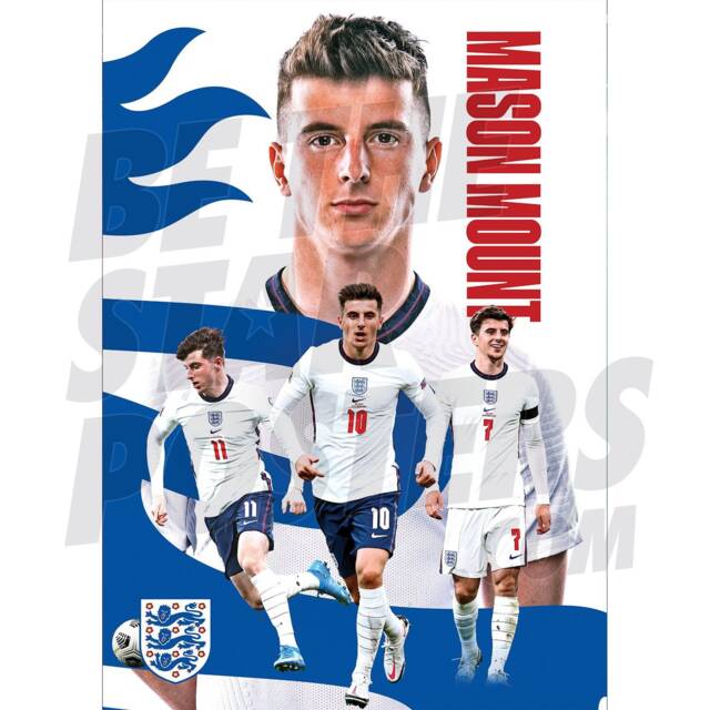 England Men's Football Team Mason Mount 20/21 Action Poster Officially ...