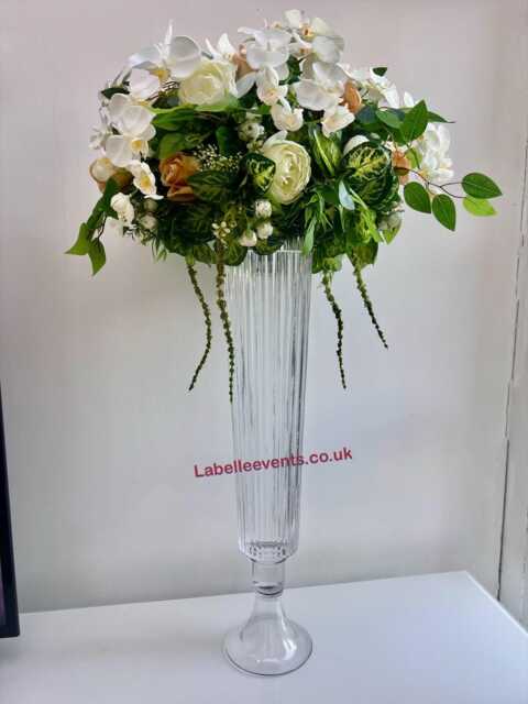 Tall Ribbed Glass Vase - For Hire by Etsy | uFurnish.com