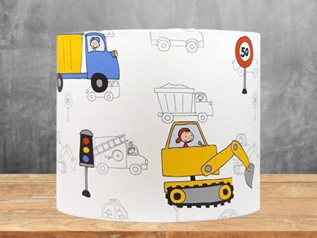 Kids Transport Theme Lampshade Boys Girls Car Fire Engine Truck Lorry ...