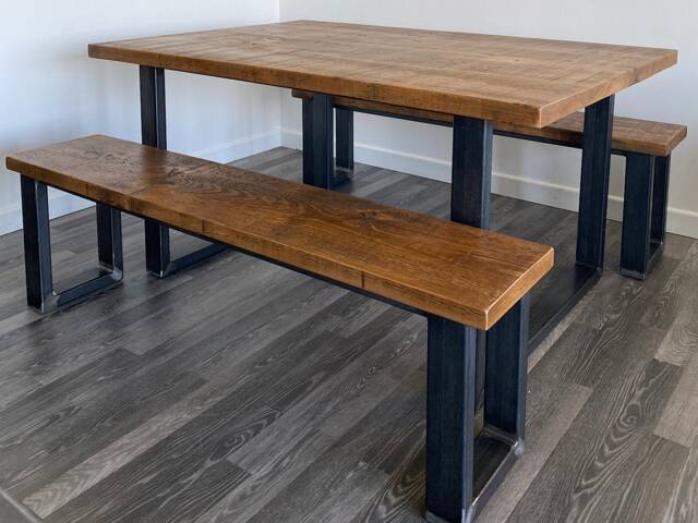 Thick Industrial Square Leg Dining Table by Etsy | ufurnish.com