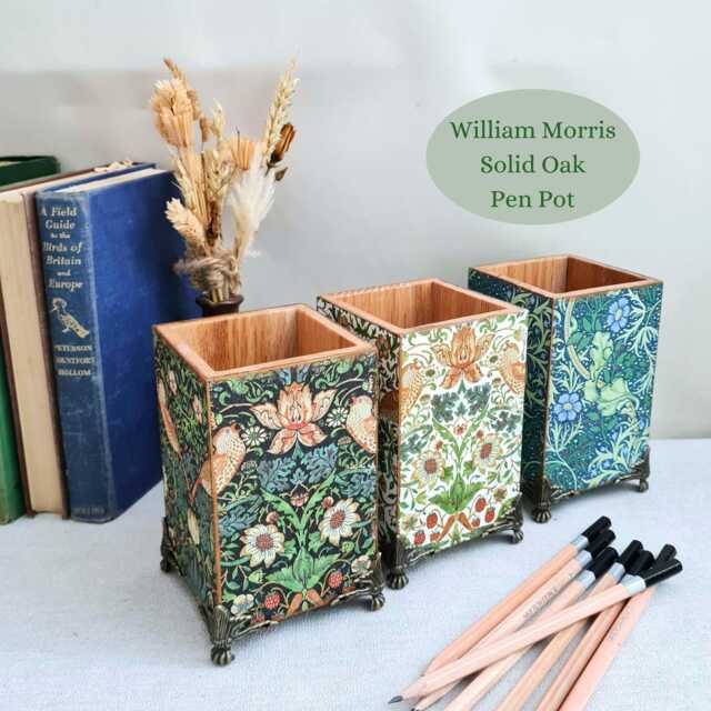 William Morris Strawberry Thief Utensil Holder, Floral Birds Makeup ...