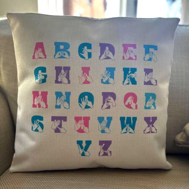Bsl Gift/ Bsl Cushion/British Sign Language Alphabet Cushion/ Deaf ...