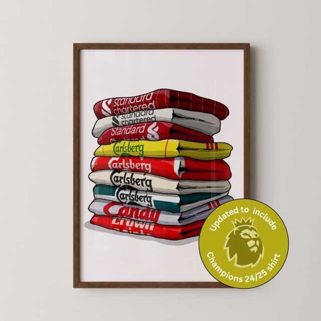 Reds Fan Gift, Classic Kit Wall Art, Lfc Memorabilia, Football Decor ...