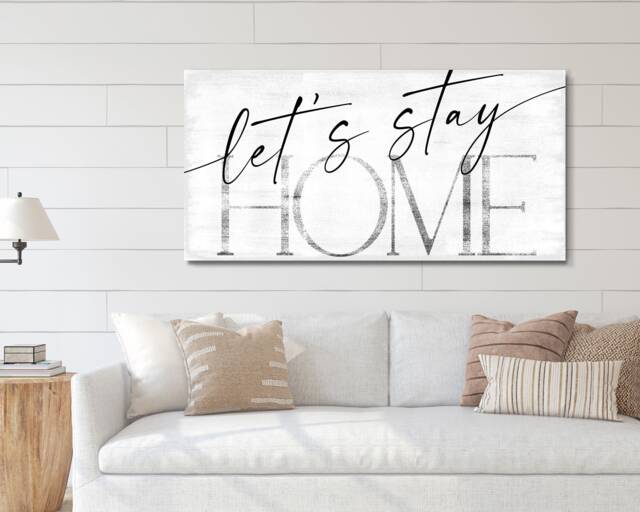 Let's Stay Home Sign, Living Room Wall Decor, Signs, Vintage Modern ...