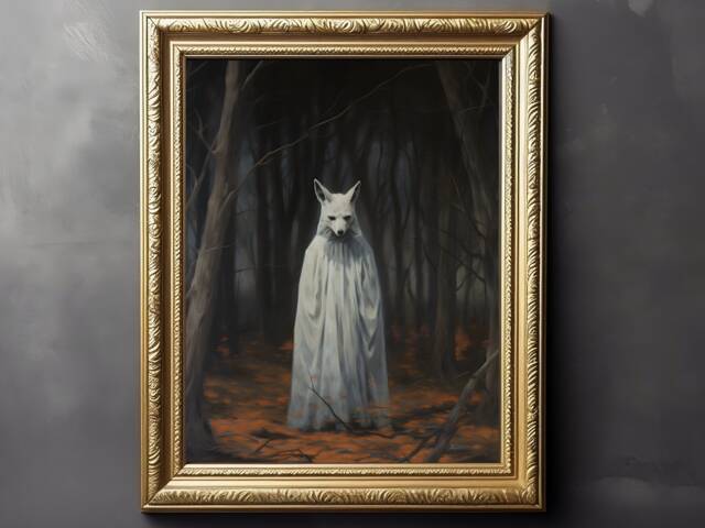 Witch Ghost Fox in The Forest Print - Gothic Home Decor, Creepy Poster ...
