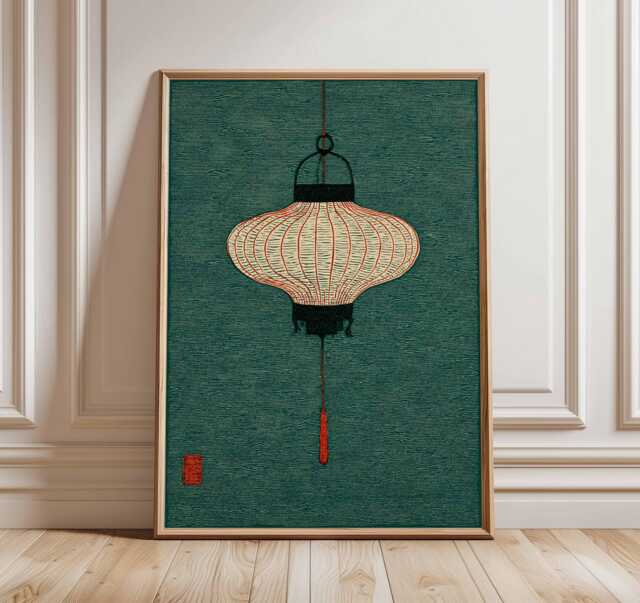 Japanese Lantern Poster, Minimalist Art Print, Retro Wall Art, Mid ...