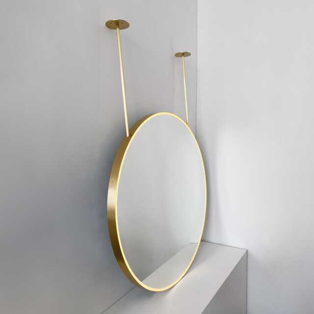 Modern Orbis??? Illuminated Ceiling Suspended Round Mirror With Brass ...