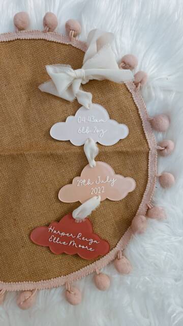 Acrylic Cloud Birth Details Wall Art/Boho Nursery Decor, Hanging Wall ...
