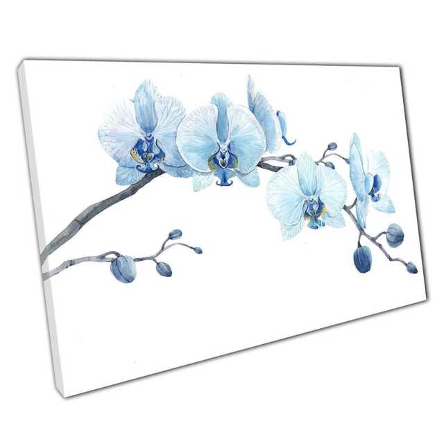 Elegant Blue Orchid Watercolor Canvas Print Botanical Wall Art For Home ...