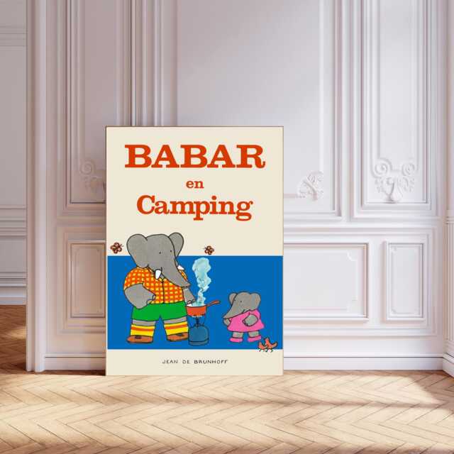 Babar The Elephant Camping Nursery Wall Art Retro Kids Decor Quote ...