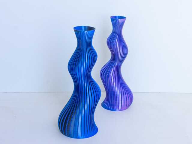 Waveform Vase Plant-Based Plastic, Blue Purple Gradient, 3D Printed ...