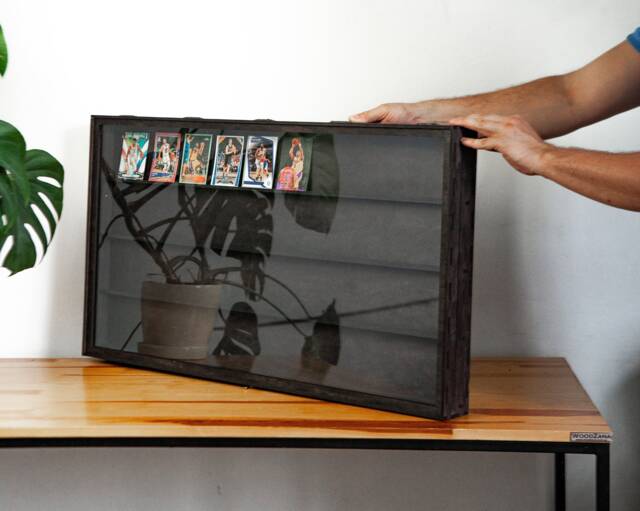 Sports Card Display Case, Wood Cards Storage, Baseball Sport Stand ...