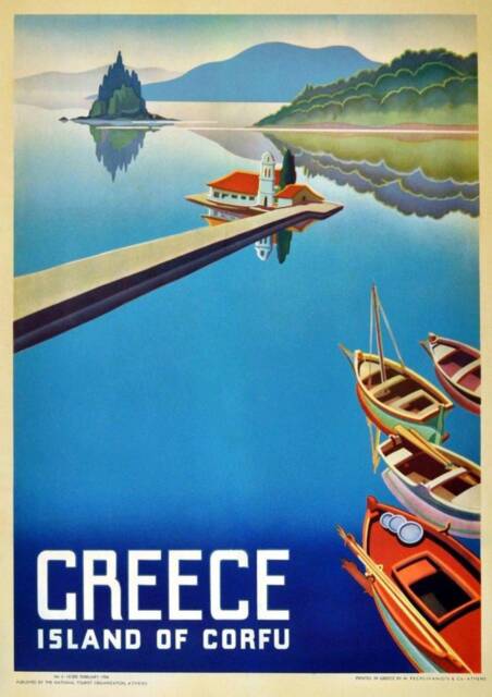 Vintage Greece Print, Travel Corfu Print by Etsy | ufurnish.com