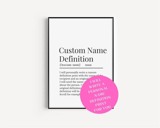 I Will Write A Personal Definition Print For You, Name Print, Gift ...