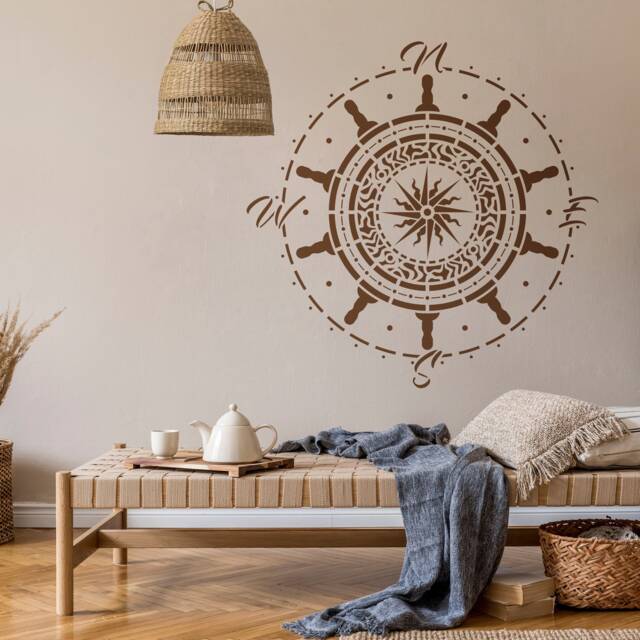 Mariner- Compass Stencil - Reusable Floor Painting & Wall Decor Stencil ...