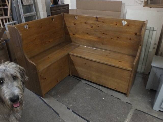 Reclaimed Rough Sawn Corner Monks Bench - 110 X 150 cm, Bespoke Sizes ...