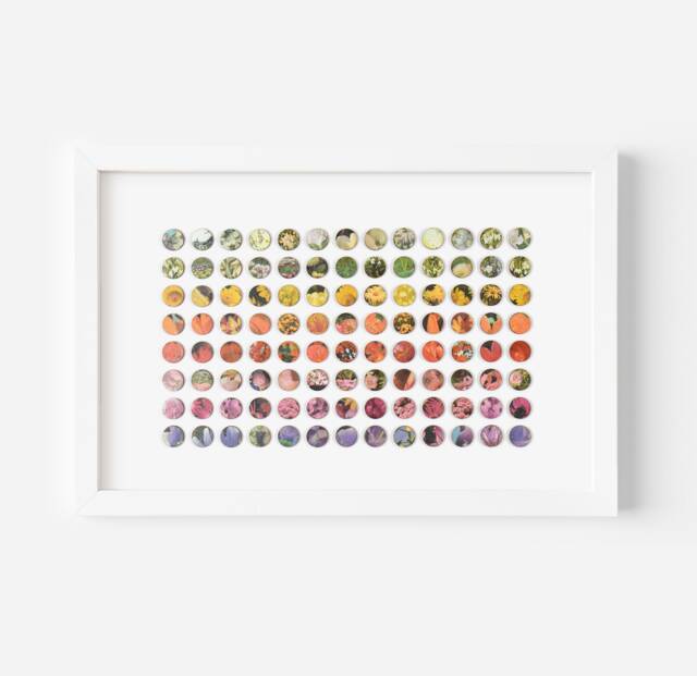 Original Mixed Media Collage Rainbow Floral Artwork, Dots Paper & Wood ...