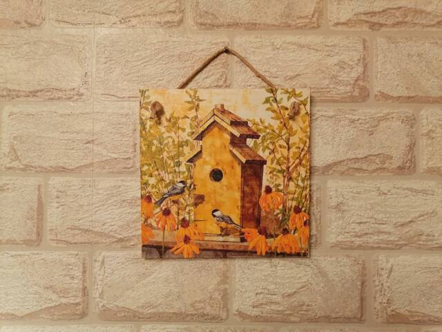 Bird House Wall Hanging Decor Lover Gift Farmhouse Decoupage Country ...
