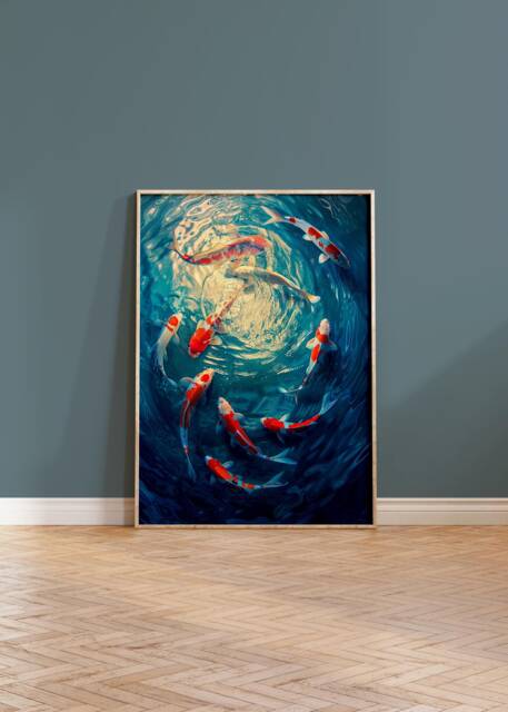 Koi Carp Art Print Vibrant Underwater Painting by Etsy | ufurnish.com