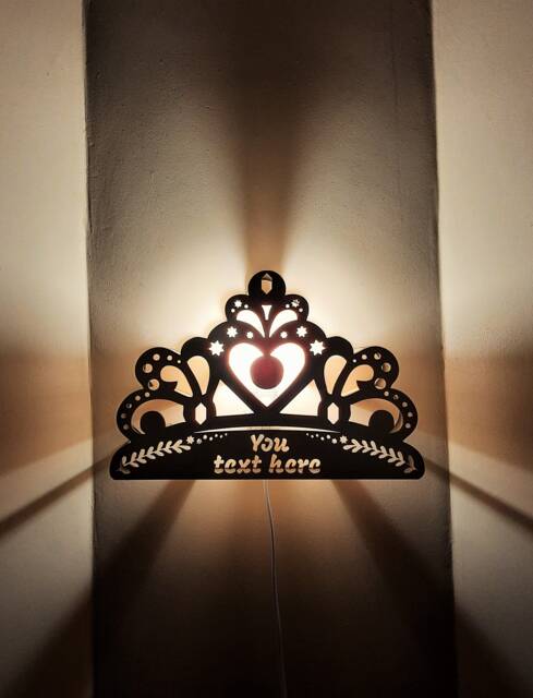 Princess Crown Nightlight Girls Room Tiara Theme Light Wooden Night ...