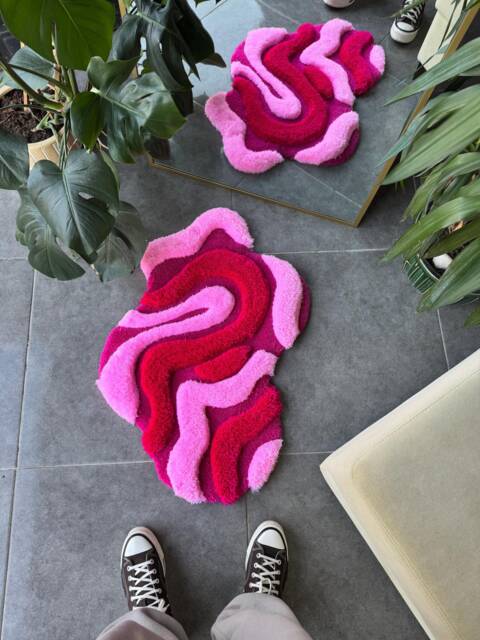 Irregular Shaped Pink Abstract 3D Fluffy Handmade Tufted Rug by Etsy ...