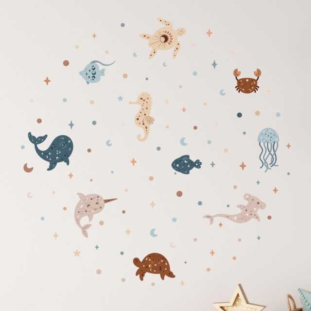 Celestial Ocean Wall Decals, Sea Animals Kids Room Stickers, Nursery ...
