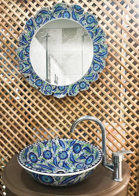 Colorful Ceramic Vessel Sink, Handmade Countertop Basin, Rustic Round ...