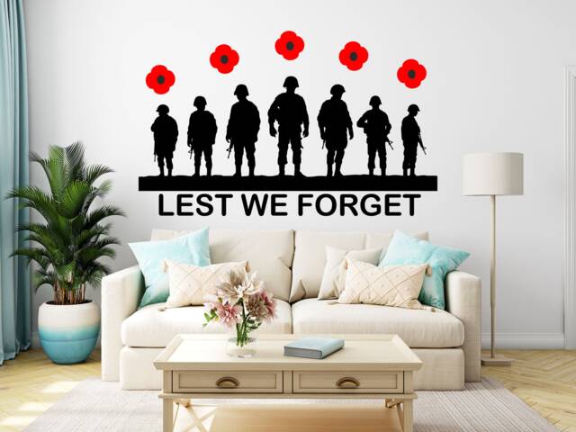 Soldier Sticker Lest We Forget Poppy Remembrance Day Window Vinyl Decal ...