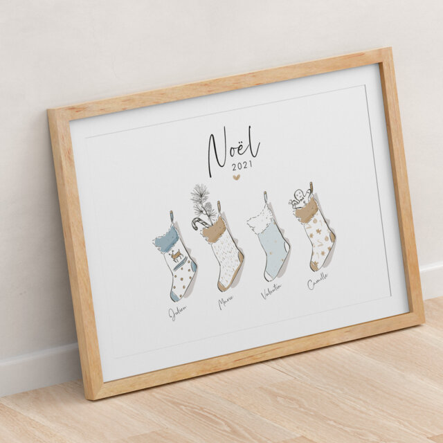 Personalized Family Poster, Christmas Stocking Family, Custom Sock Gift ...