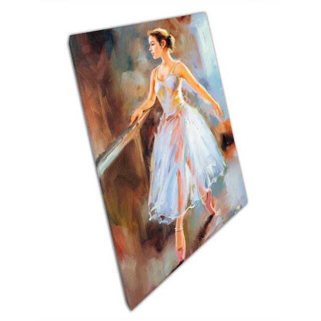 Elegant Ballet Dancer Canvas Print White Dress Practice Scene Wall Art ...