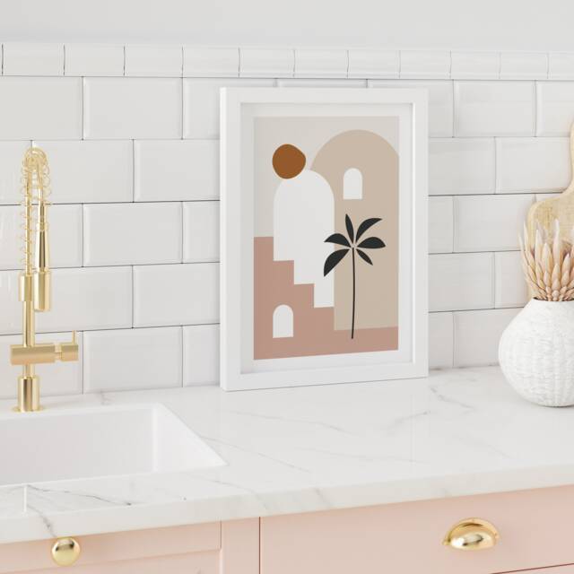 Boho Palm Tree Print Abstract Pink Wall Art by Etsy | ufurnish.com