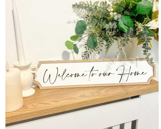 "Welcome Sign Modern Oak & Acrylic - Entryway Wall Decor ""Welcome To ...