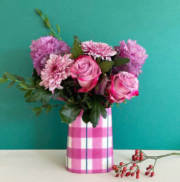 Pink Checkered Vase by Etsy | ufurnish.com