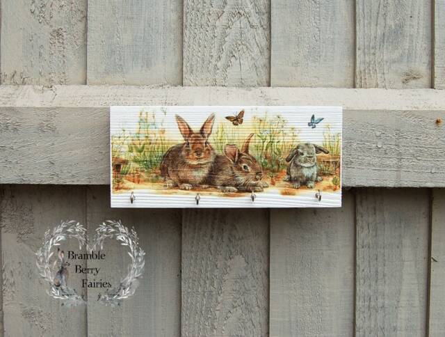 Beautiful Rabbits Hare Bunnies Key Hook Rack, Necklace Jewellery Hanger ...